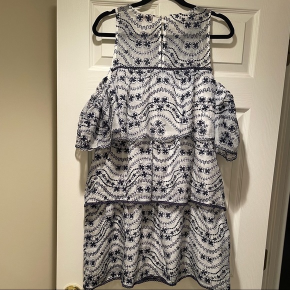foxiedox | Dresses | Foxiedox Navy White Embroidered Tiered Cold ...